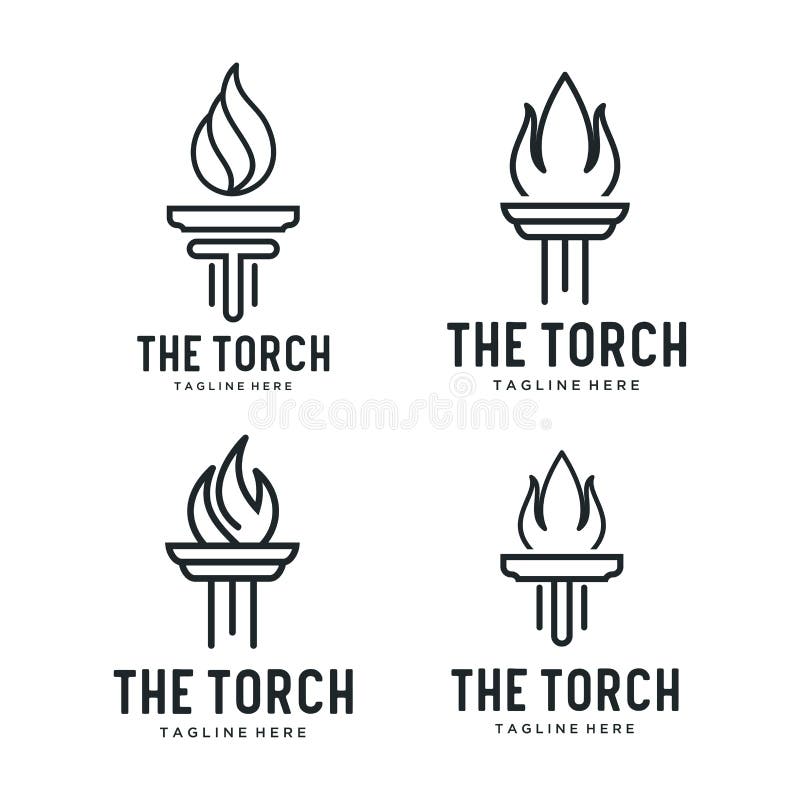 Initial T for Torch Logo Design with Line Art Style - Vector Stock ...