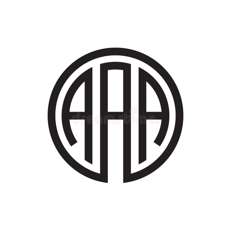 Initial Three Letter Logo Circle AAA Black Outline Stroke Stock Vector ...