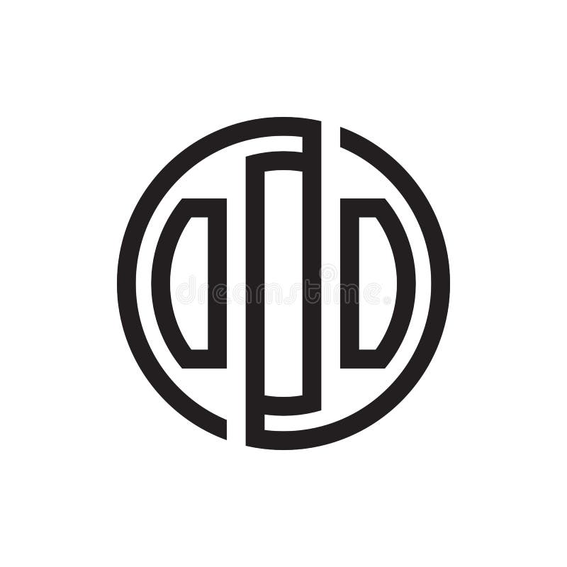 Initial Three Letter Logo Circle OOO Black Outline Stroke Stock Vector ...