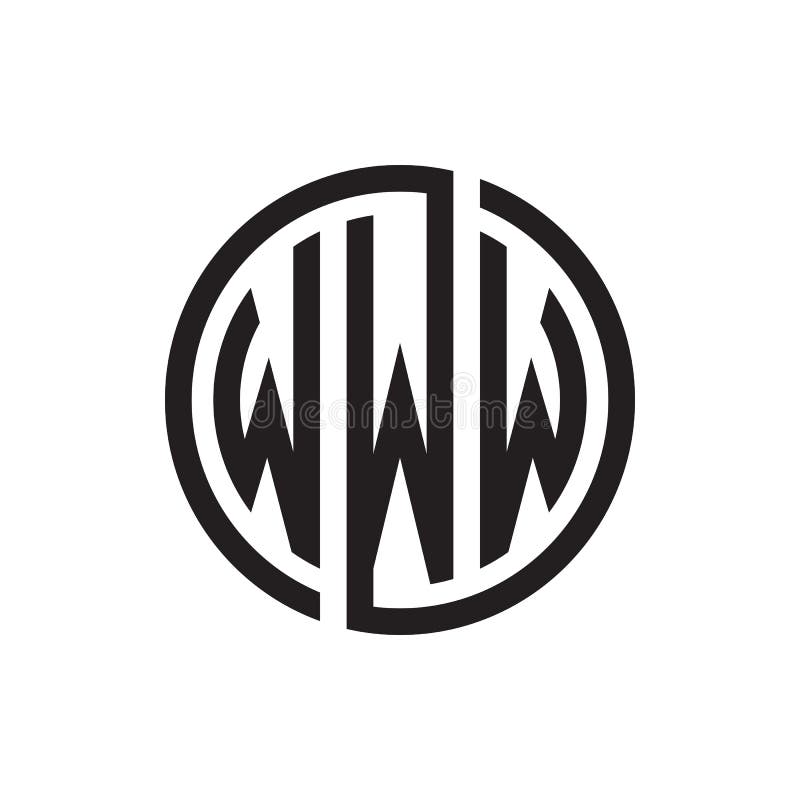 Initial Three Letter Logo Circle WWW Black Outline Stroke Stock Vector ...