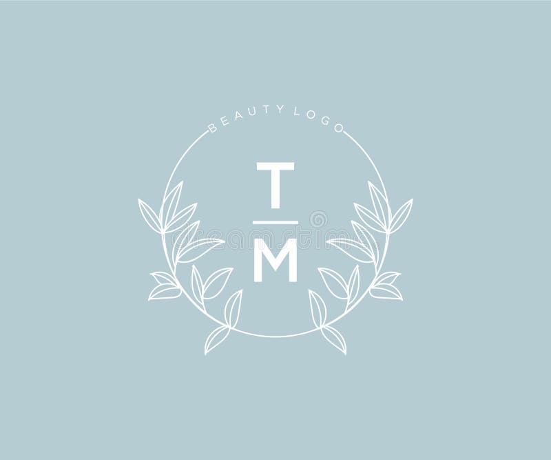 Initial TM Letters Beautiful Floral Feminine Editable Premade Monoline ...