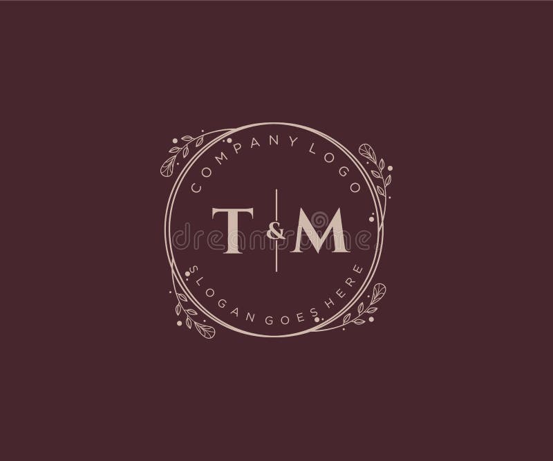 Initial TM Letters Decorative Luxury Wedding Logo Stock Vector ...