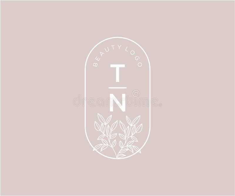 Initial TN Letters Beautiful Floral Feminine Editable Premade Monoline ...