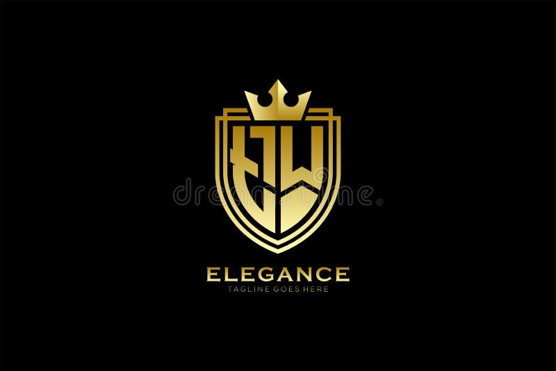 Initial TW Elegant Luxury Monogram Logo or Badge Template with Scrolls ...