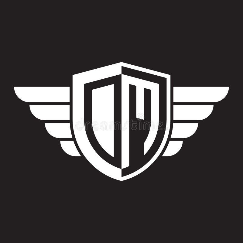 Initial Two Letter DM Logo Shield with Wings Vector White Color Stock ...