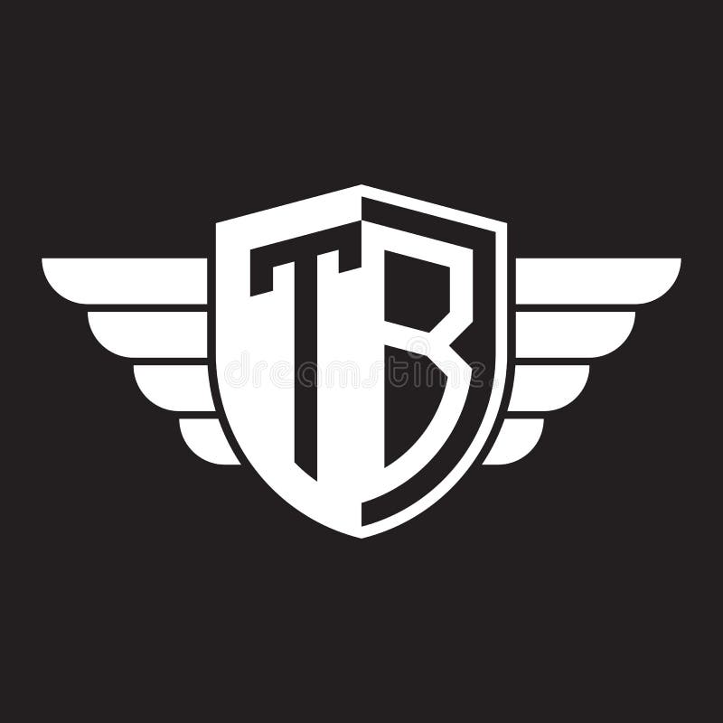Initial Two Letter TB Logo Shield with Wings Vector White Color Stock ...