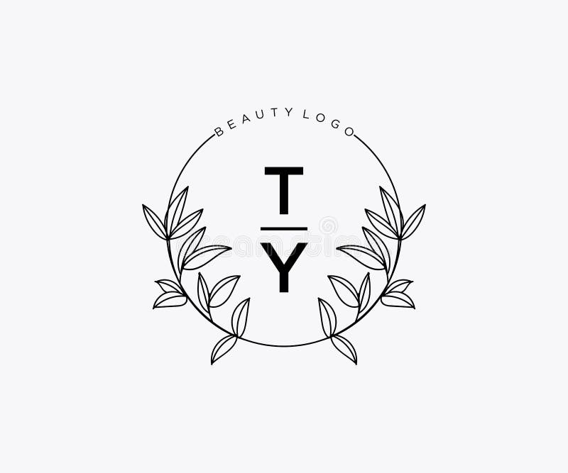 Initial TY Letters Beautiful Floral Feminine Editable Premade Monoline ...