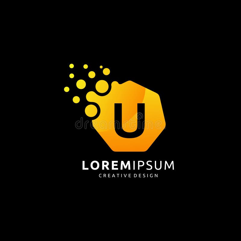 Initial U Letter Dotted Honey Hexagon Tech Logo Vector. Stock ...