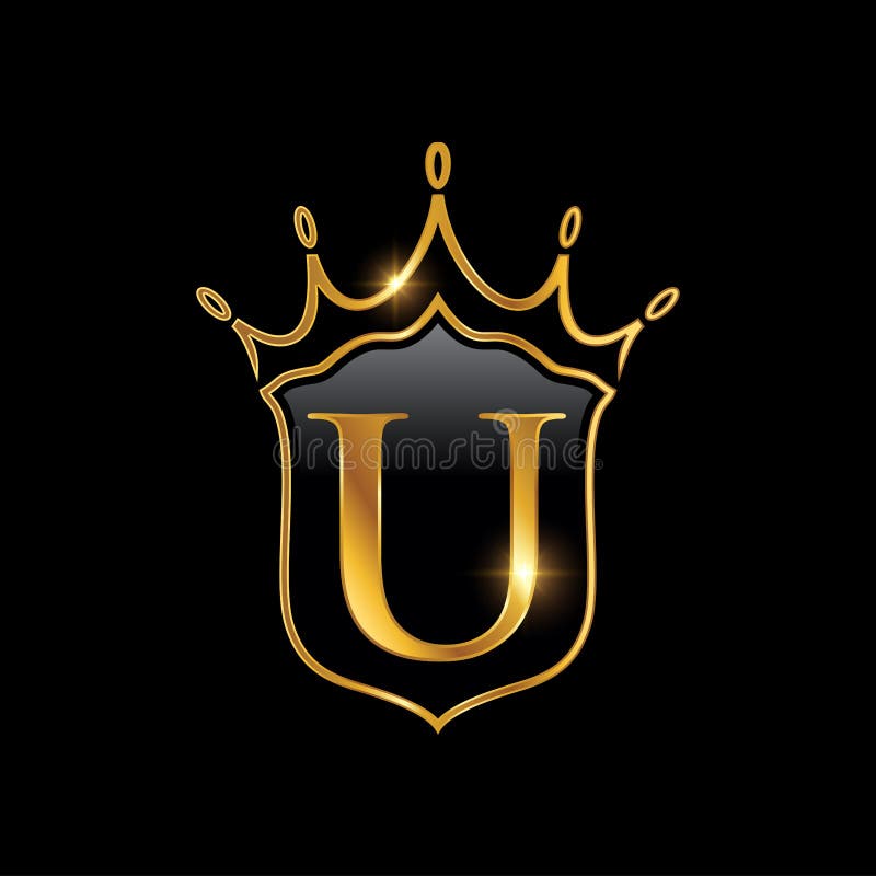 Initial U Monogram Alphabet with a Crown and Shield Stock Vector ...