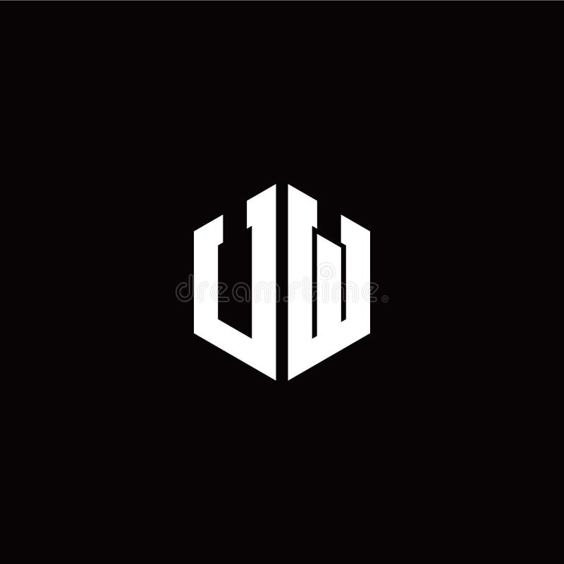 Initial U W Letter with Polygon Modern Style Logo Template Vector Stock ...