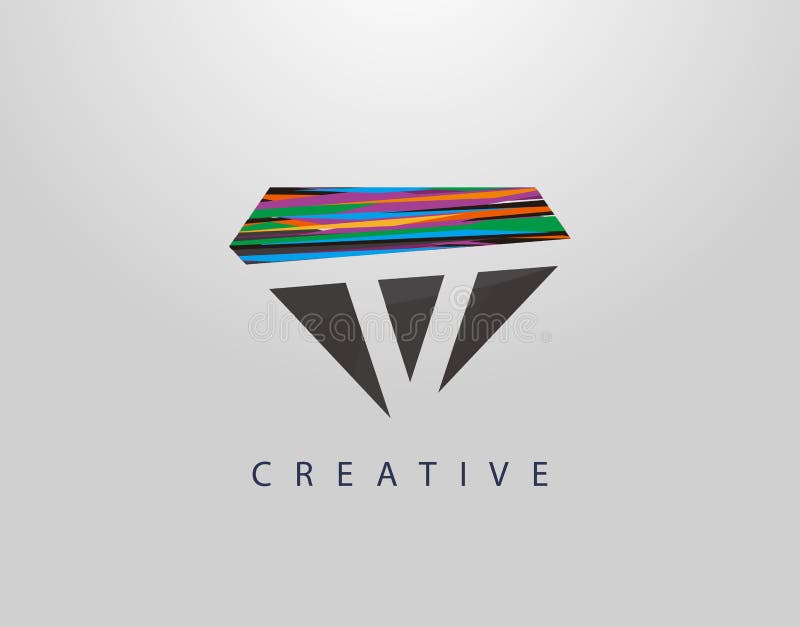 Initial V Abstract Diamond Logo. Creative V Letter Design with Colorful ...