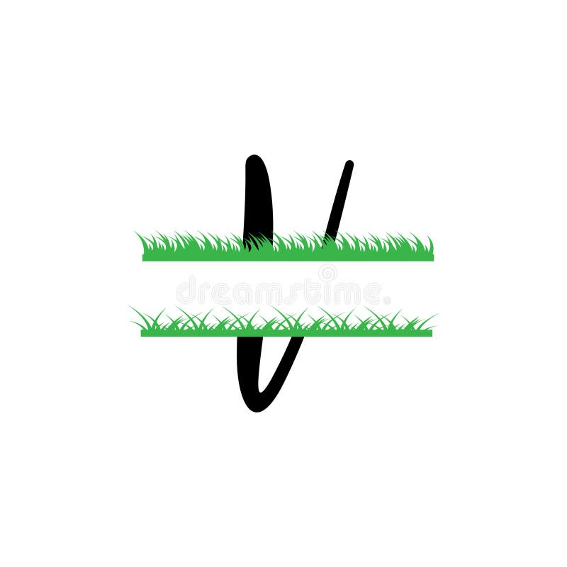 Initial V Grass Monogram Split Letter Vector Isolated Stock Vector ...