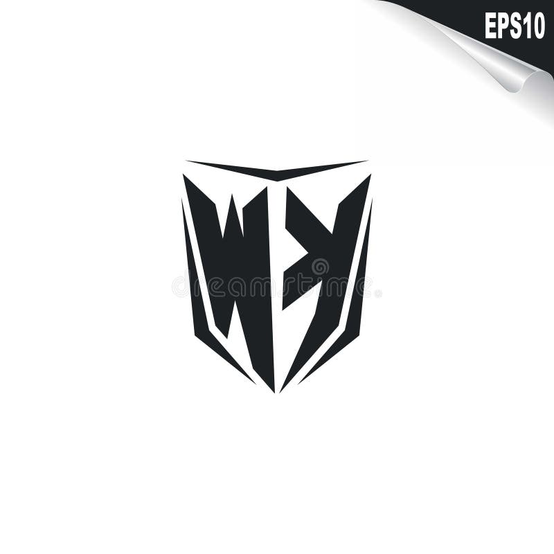 Initial WK Logo Design with Shield Style, Logo Business Branding Stock ...