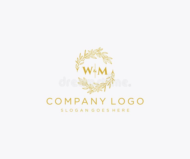 Initial WM Letters Floral Frames. Monogram Wedding, Wedding Invitation ...