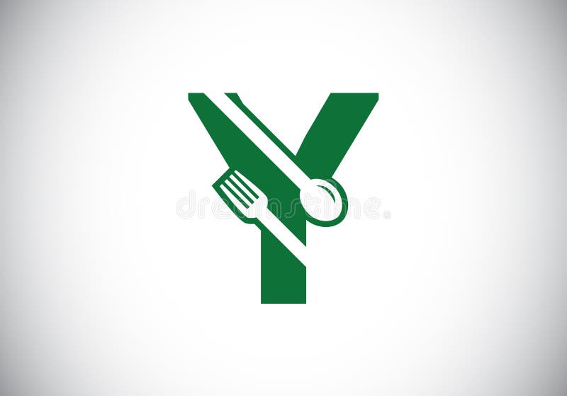 Initial Y Monogram Alphabet with a Fork, Spoon. Font Emblem Stock ...