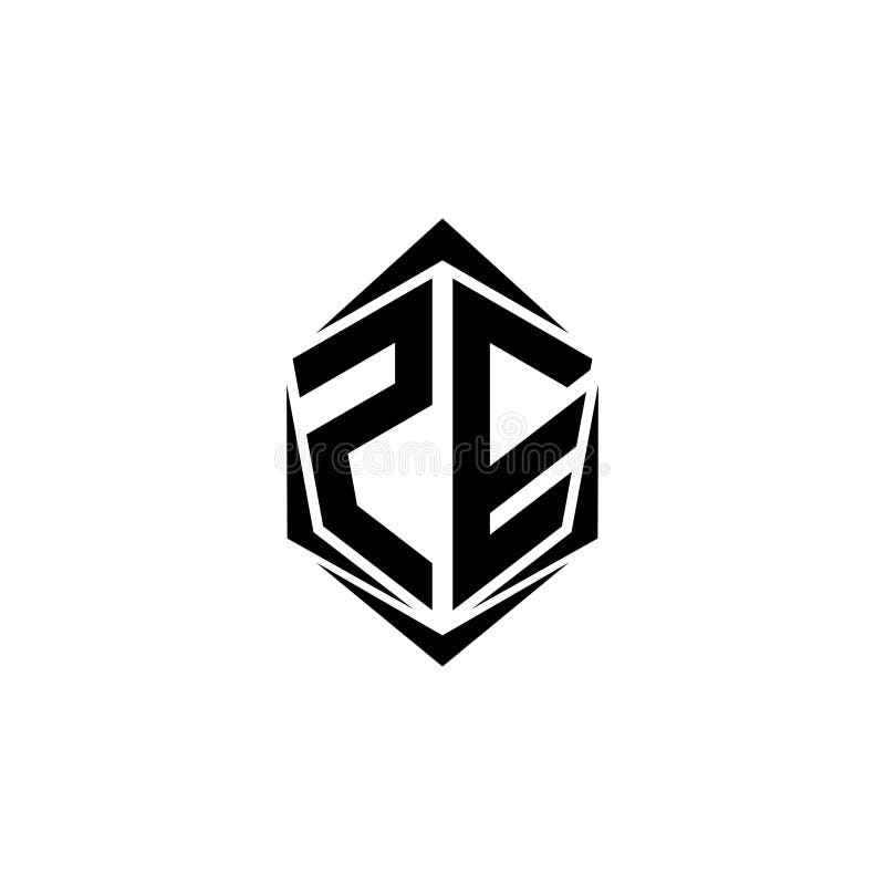 Initial ZE Logo Design with Shield Style, Logo Business Branding Stock ...