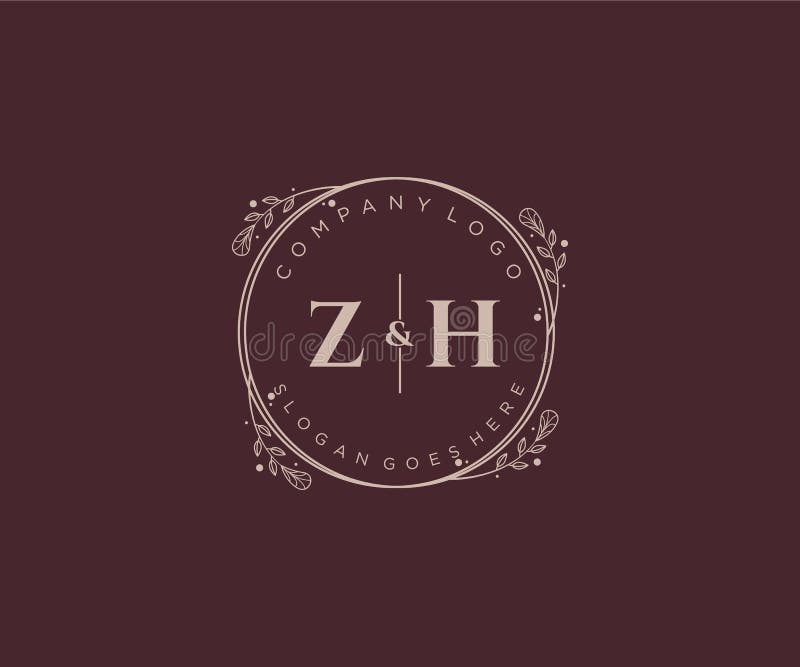 Initial ZH Letters Decorative Luxury Wedding Logo Stock Vector ...