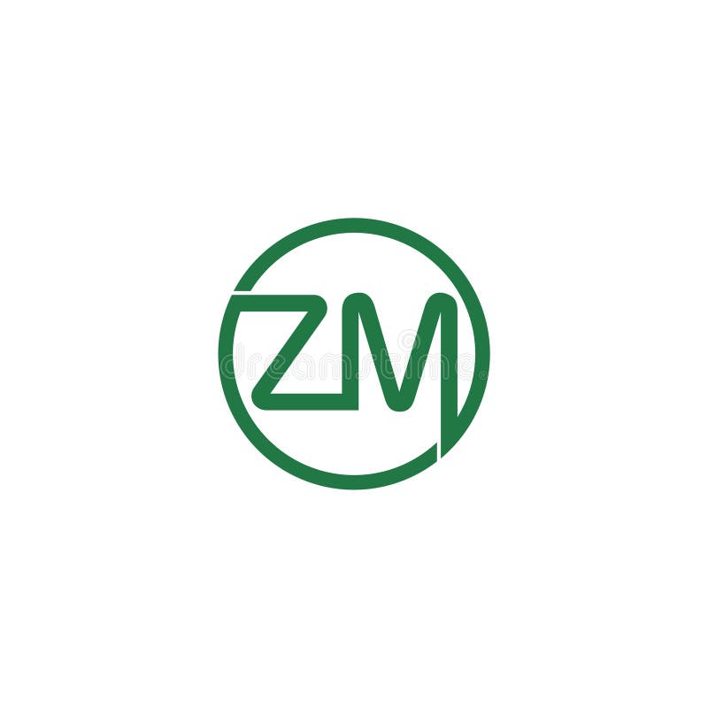 Initial ZM Letter Linked Logo Isolated on White Background Stock ...