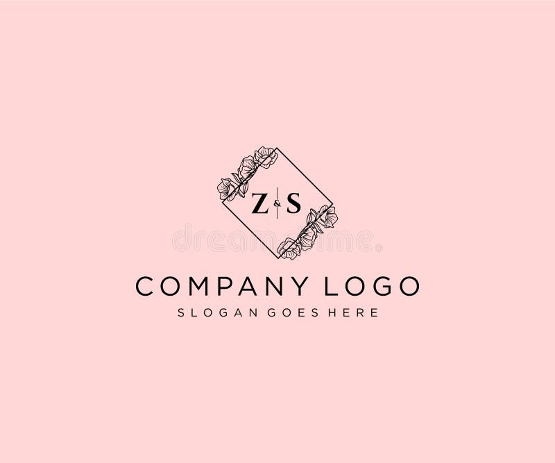 Initial ZS Letters Botanical Feminine Logo Template Floral Stock Vector ...