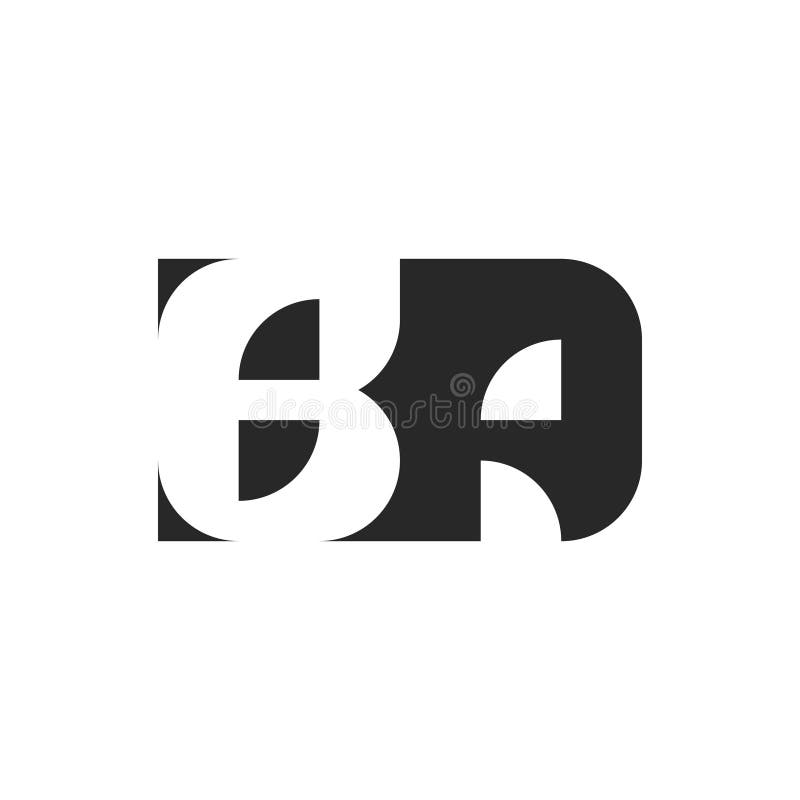 Initials BA Letters Logo Black and White Negative Space Style, Linked ...