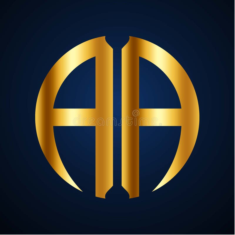 Initials a a Circular Shape and Elegant Gold Color Stock Vector ...