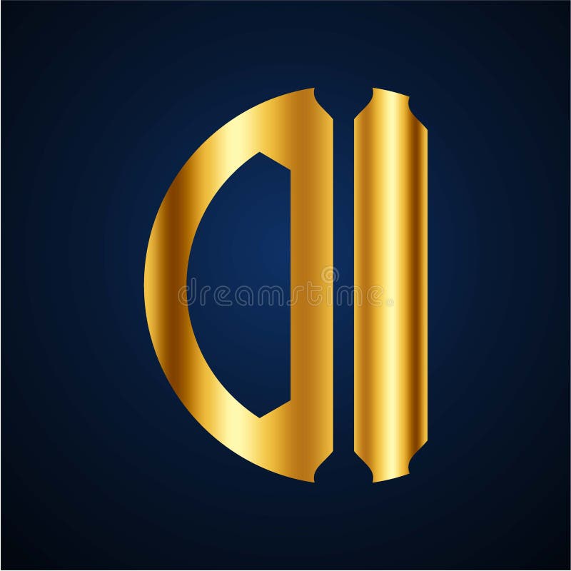 Initials D I Circular Shape and Elegant Gold Color Stock Vector ...