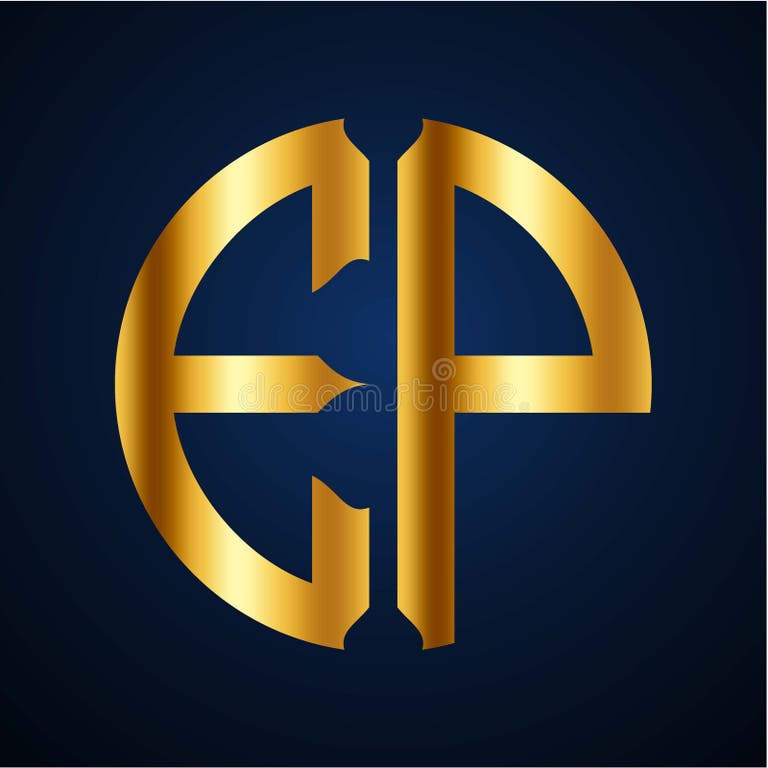 Initials E P Circular Shape and Elegant Gold Color Stock Vector ...