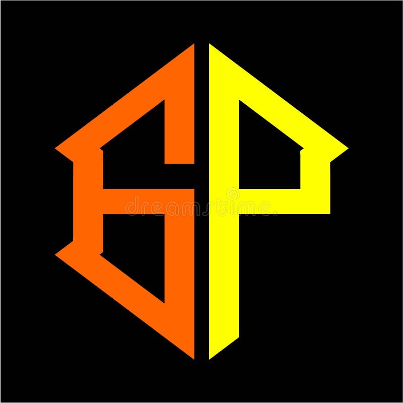The Initials G P Hexagon Monogram Logo in Orange and Yellow Stock ...