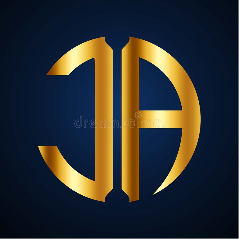 Initials J a Circular Shape and Elegant Gold Color Stock Vector ...