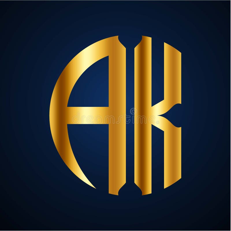Initials a K Circular Shape and Elegant Gold Color Stock Vector ...