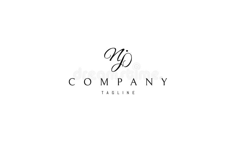 Initials Letter N and J Black Vector Logo Design 3 Stock Vector ...