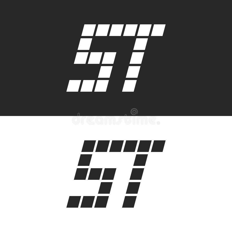 Initials Letters ST or TS Monogram Logo from Blocks Geometric Shape ...