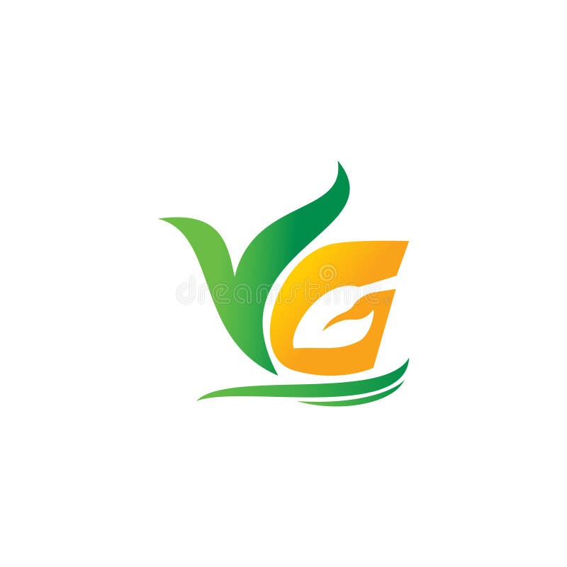 Initials Logo Letter Y and G, Y Like Grass and G Leaf Combination Stock ...