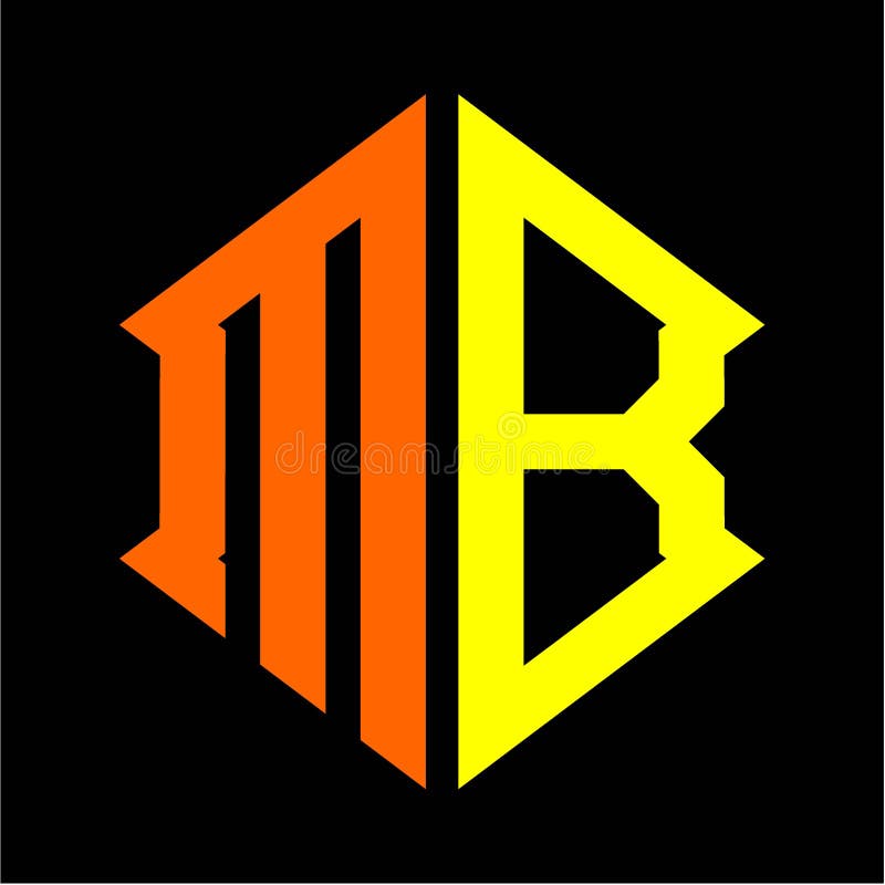 The Initials M B Hexagon Monogram Logo in Orange and Yellow Stock ...