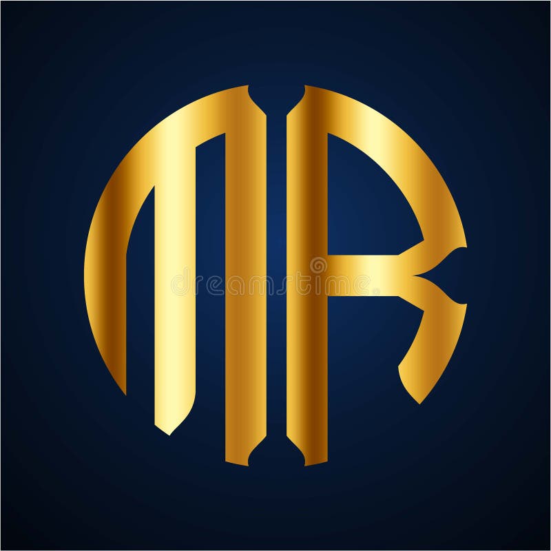 Initials M R Circular Shape and Elegant Gold Color Stock Vector ...