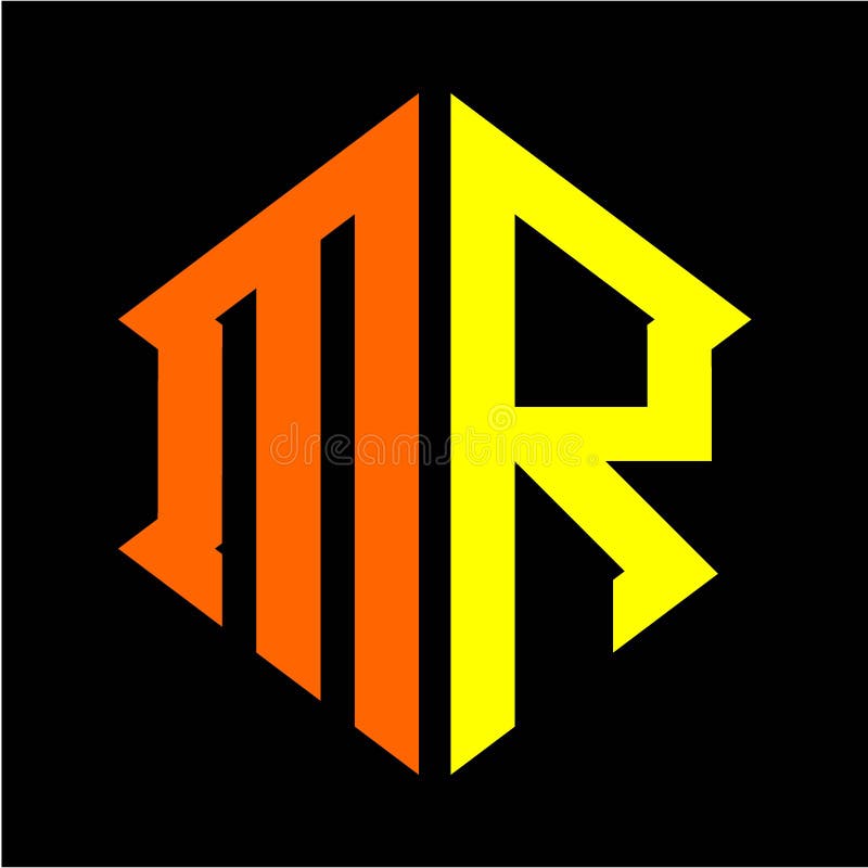The Initials M R Hexagon Monogram Logo in Orange and Yellow Stock ...