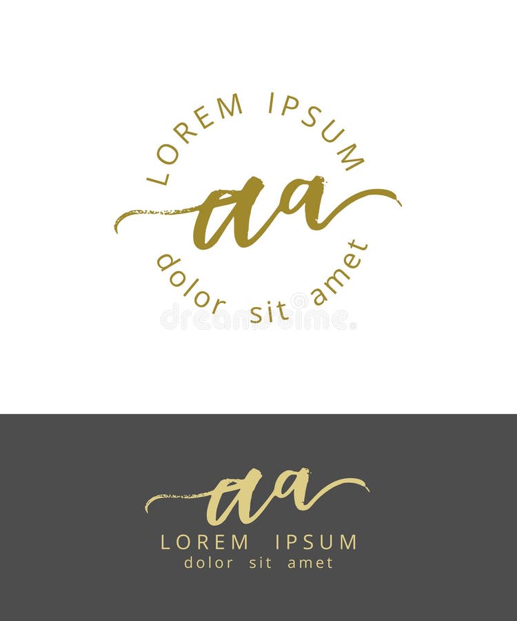 A a. Initials Monogram Logo Design. Dry Brush Calligraphy Artwork Stock ...