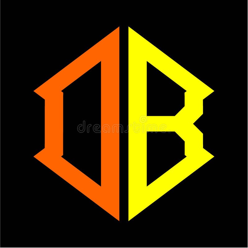 The Initials O B Hexagon Monogram Logo in Orange and Yellow Stock ...