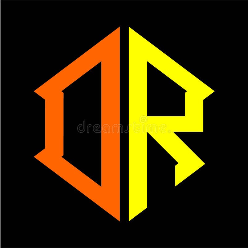 The Initials O R Hexagon Monogram Logo in Orange and Yellow Stock ...