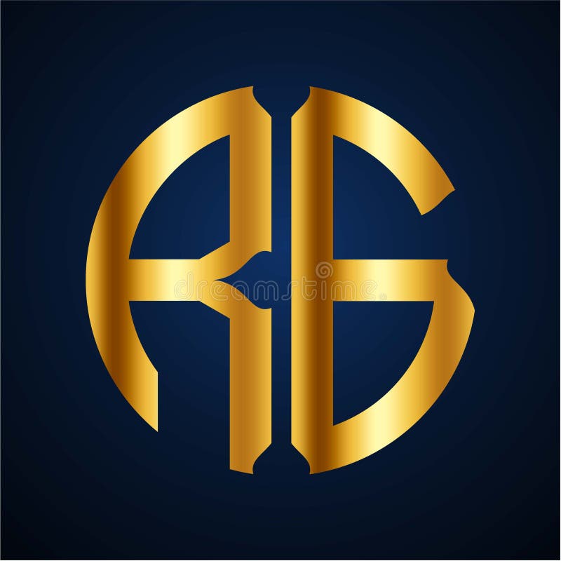 Initials R G Circular Shape and Elegant Gold Color Stock Vector ...