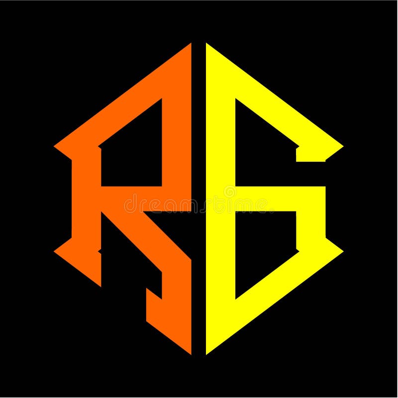 The Initials R G Hexagon Monogram Logo in Orange and Yellow Stock ...