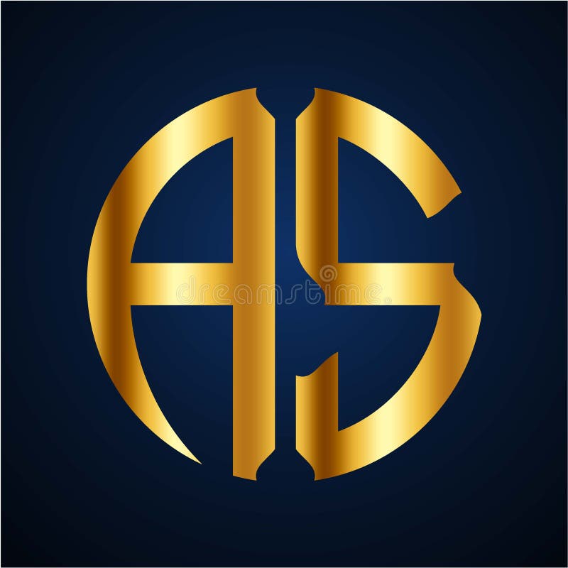 Initials a S Circular Shape and Elegant Gold Color Stock Vector ...