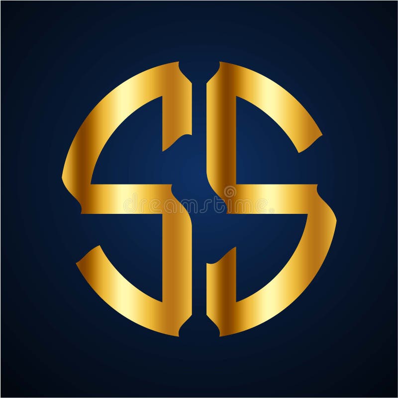 Initials S S Circular Shape and Elegant Gold Color Stock Vector ...