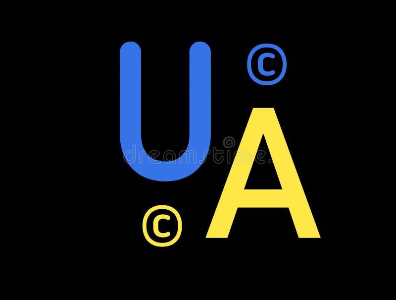 Initials and Short Name of the Country Ukraine, Letters Painted in Blue ...