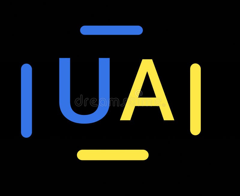 Initials and Short Name of the Country Ukraine, Letters Painted in Blue ...