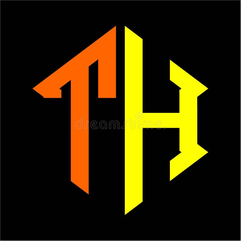 The Initials T H Hexagon Monogram Logo in Orange and Yellow Stock ...