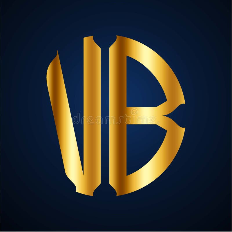 Initials V B Circular Shape and Elegant Gold Color Stock Vector ...