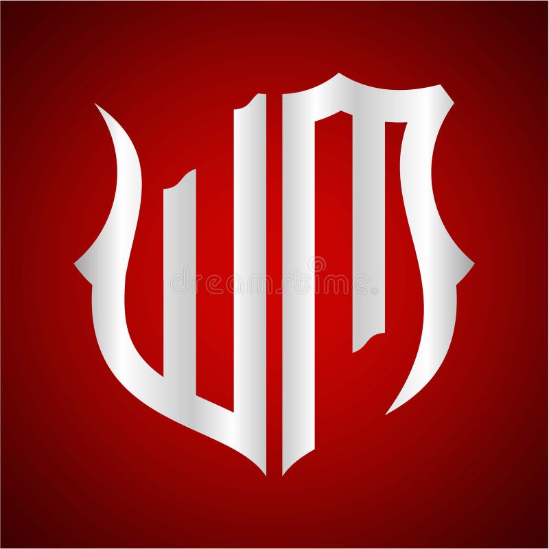 Initials W M Shield Shape with Silver Color Stock Vector - Illustration ...