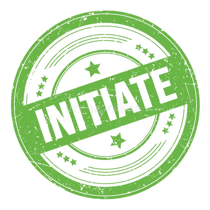 INITIATE Text on Green Round Grungy Stamp Stock Illustration ...