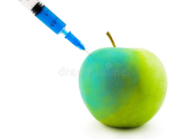 Injection in an apple stock image. Image of biology, genes - 21089477
